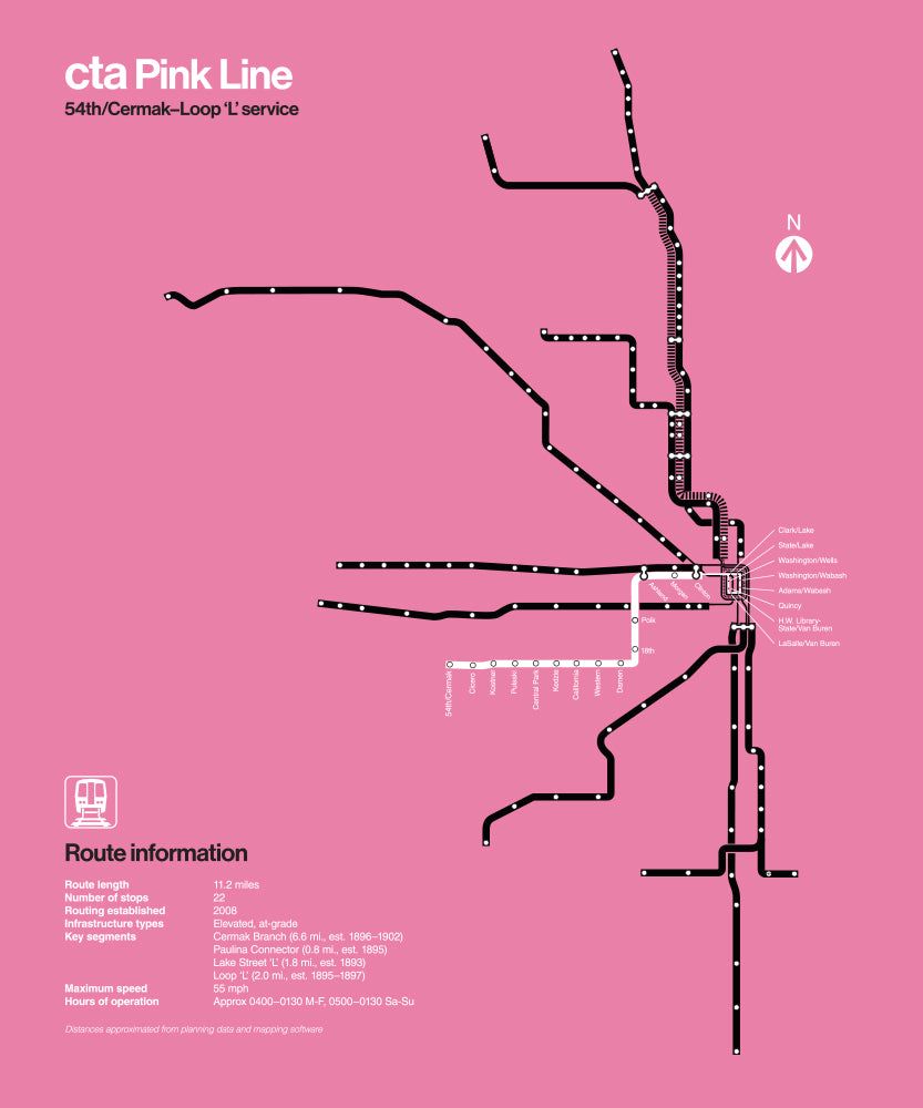 CTA Pink Line Art Print – CTAGifts.com
