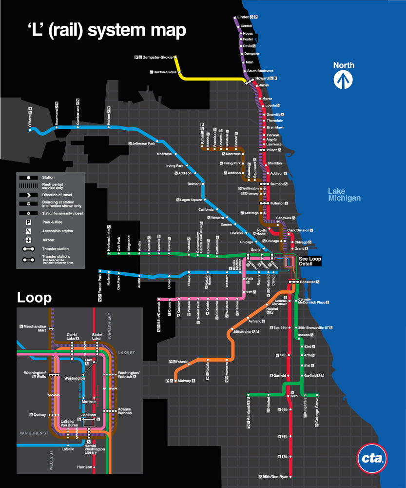 Dark Mode 'L' System Map Print – CTAGifts.com