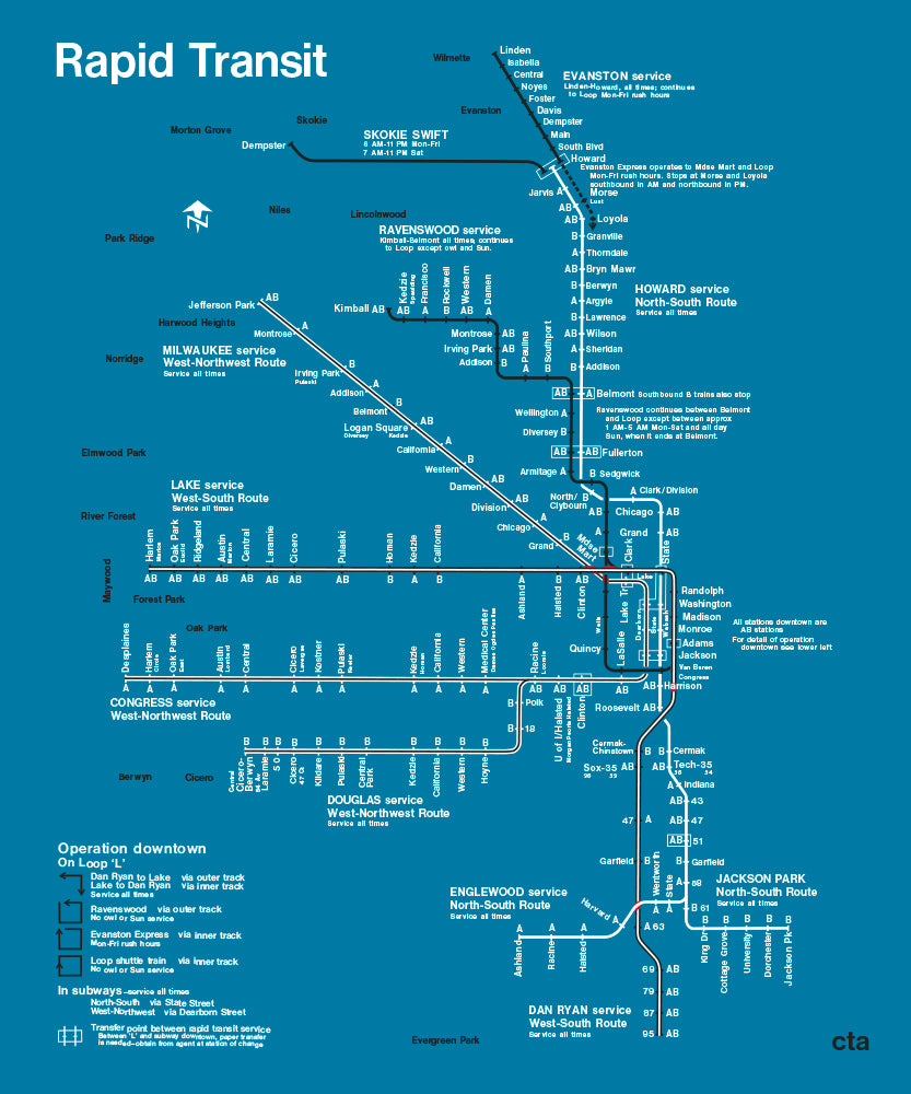 CTA 1970 KDR Map AB Station Print – CTAGifts.com