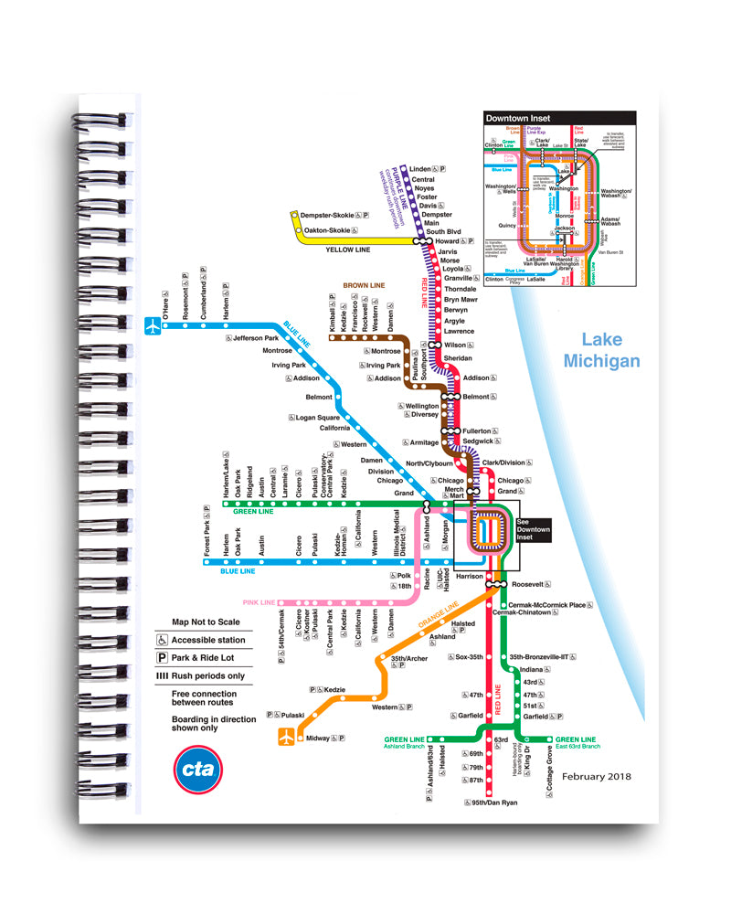 Chicago Transit Authority Rail Map Spiral Journal – CTAGifts.com